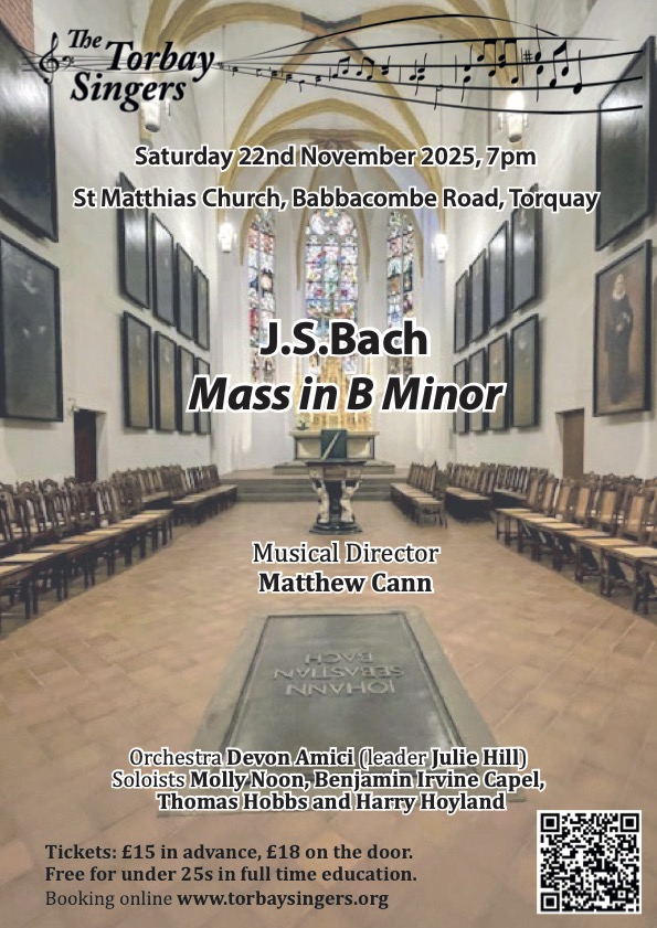 Torbay Singers - 22/11/2025 7:00pm - Bach: Mass in B-minor